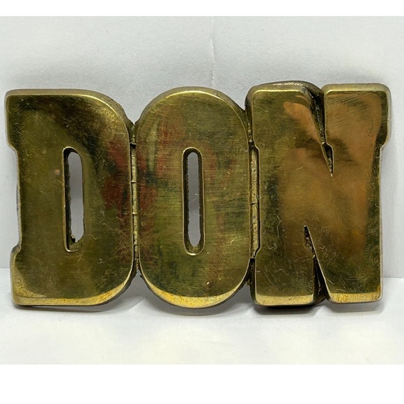 Accessories | Vintage Don Solid Brass Belt Buckle Biggie Letters Mens ...